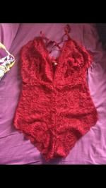 Low Cut Choker Lace Teddy In WINE RED | ZAFUL 2024