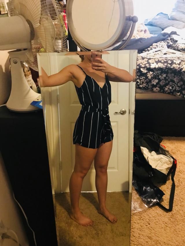 [hot] 2018 Striped Belted Cami Romper In Purplish Blue M Zaful