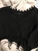 [HOT] 2018 Loose Ripped V Neck Sweater In WHITE ONE SIZE | ZAFUL