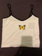 Contrast Cropped Butterfly Cami Top In FIREBRICK | ZAFUL 2024