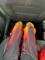 Fire Flame Print Elastic Waist Graphic Sweatpants In LIGHT GREEN ...