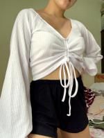 Colorblock Textured Cinched Raglan Sleeve Pocket Shorts Set In PASTEL ...