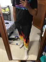 Fire Flame Print Elastic Waist Graphic Sweatpants In LIGHT GREEN ...