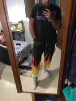 Fire Flame Print Elastic Waist Graphic Sweatpants In LIGHT GREEN ...