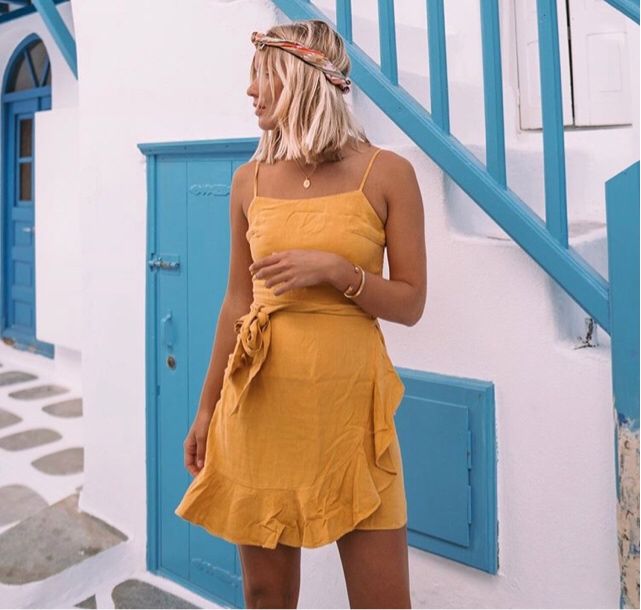 #belteddress #dress #minidress #sleevelessdress #yellowdress... | Z-Me ...