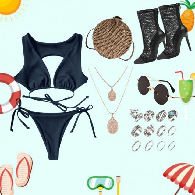 [30% OFF] 2019 Textured Plunge Bathing Suit In PURPLISH BLUE | ZAFUL