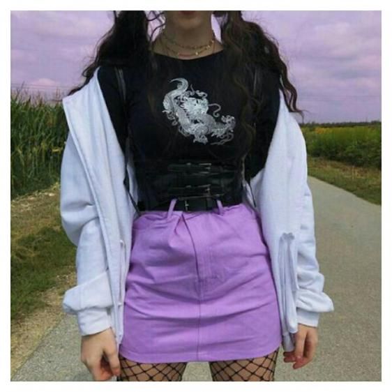 I Love This E Girl Outfit,you Can Find Denim Purple Skirt A... | Z-Me ...